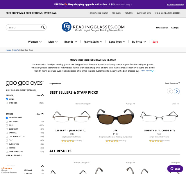 Goo Goo Frames for the Modern Man - ReadingGlasses.com