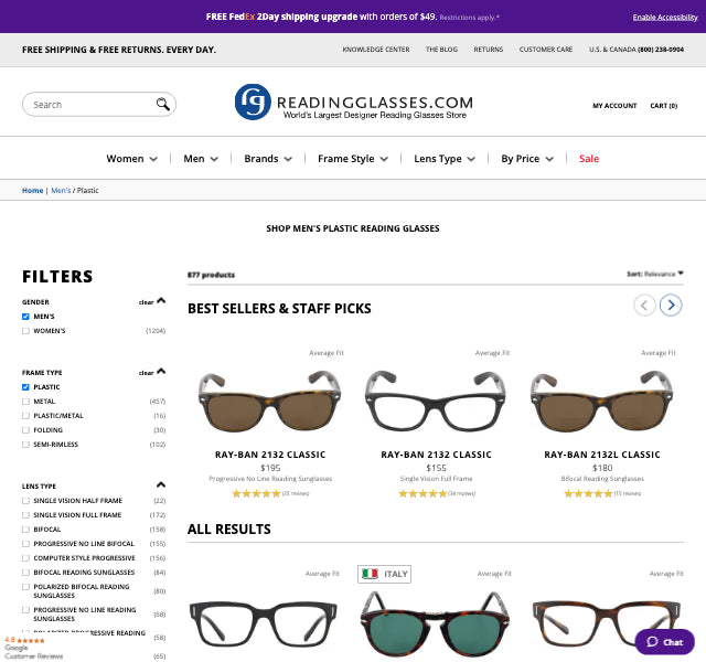 Men's Plastic Readers | ReadingGlasses.com