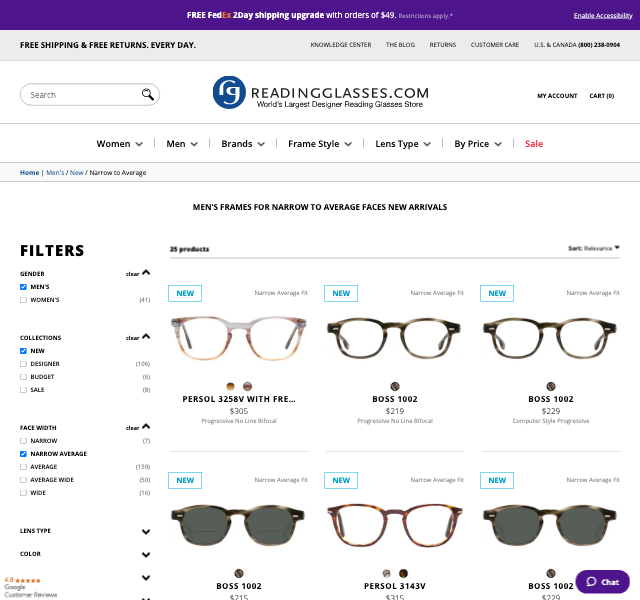 Men's Frames for Narrow to Average Faces - ReadingGlasses.com