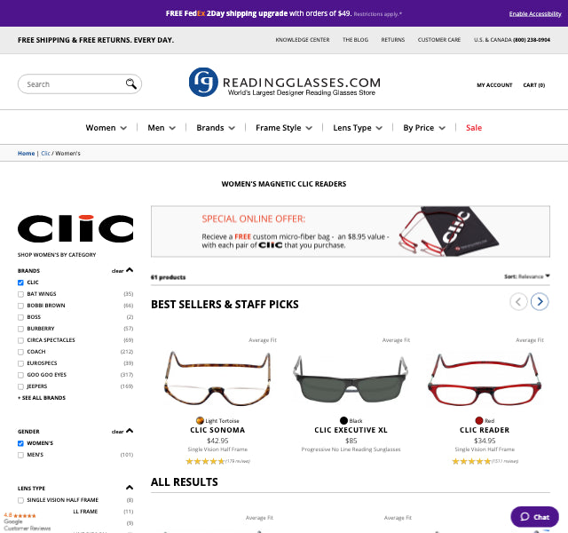 CliC Magnetic Readers for Women | ReadingGlasses.com