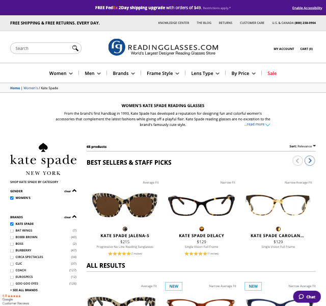 Women's Fashionable Kate Spade Frames - ReadingGlasses.com